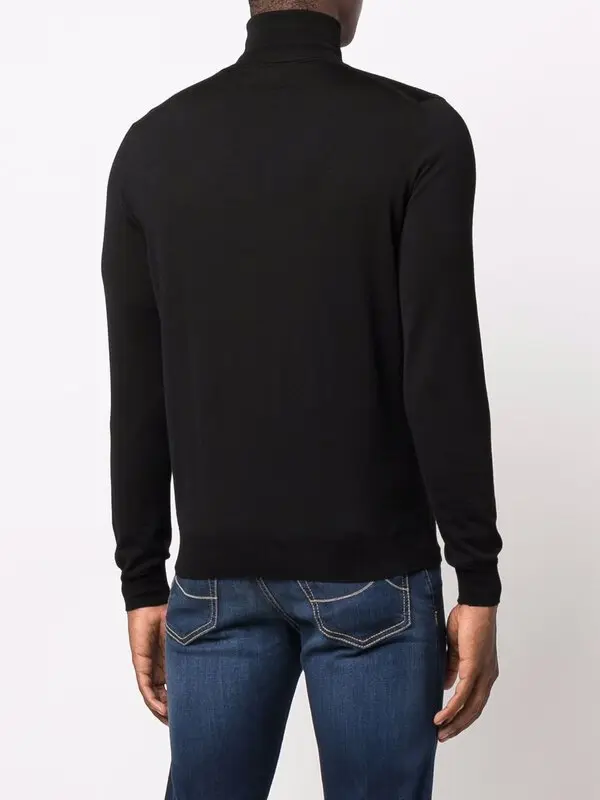 DELL'OGLIO Roll-neck Merino Jumper - Black