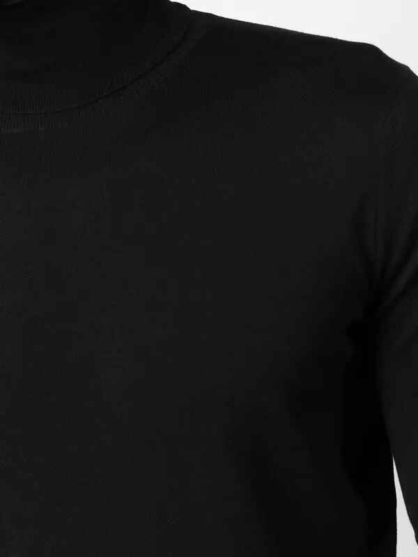 DELL'OGLIO Roll-neck Merino Jumper - Black