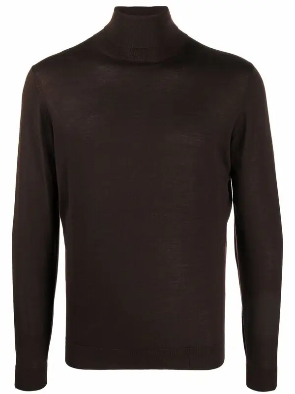 DELL'OGLIO Roll-neck Merino Jumper - Brown