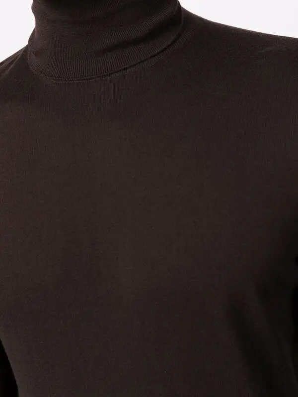 DELL'OGLIO Roll-neck Merino Jumper - Brown