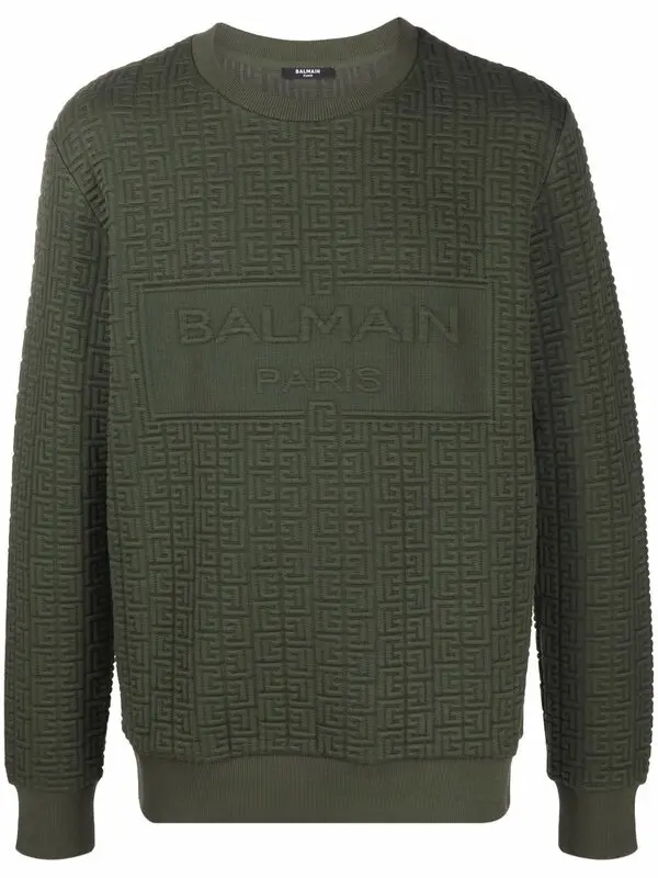 Balmain Monogram Pattern Crewneck Sweatshirt