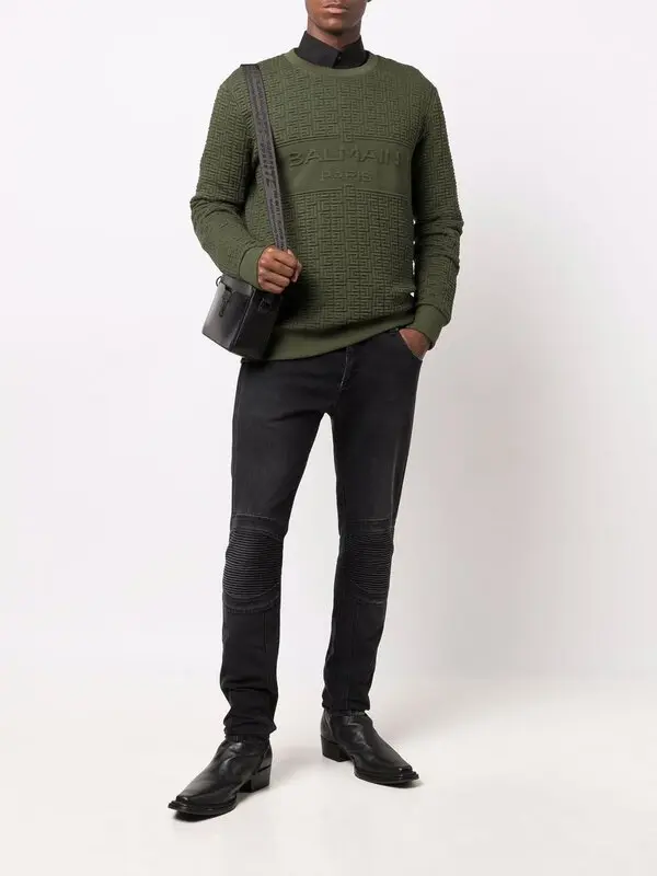 Balmain Monogram Pattern Crewneck Sweatshirt