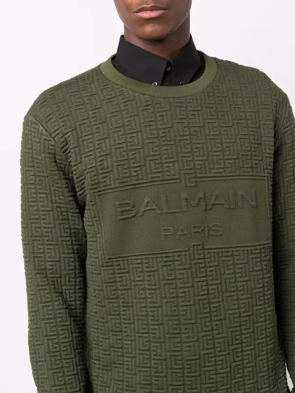Balmain Monogram Pattern Crewneck Sweatshirt