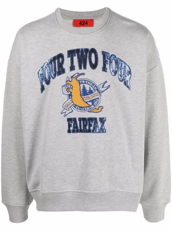 424 Embroidered Varsity-style Sweatshirt