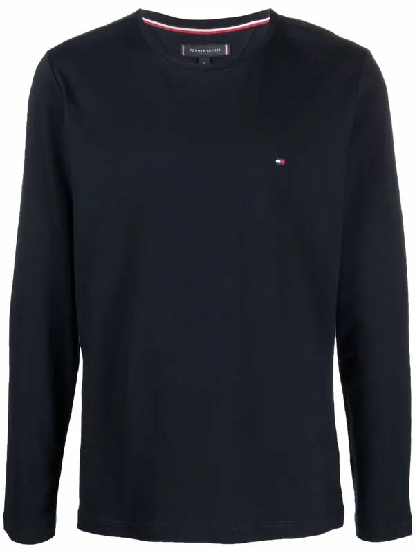 Tommy Hilfiger Logo-embroidered Long-sleeve T-shirt - Blue