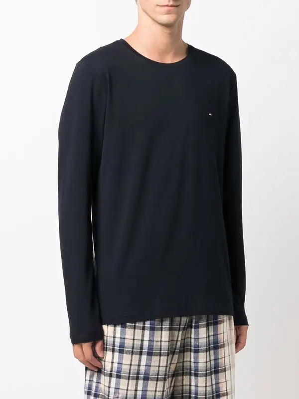 Tommy Hilfiger Logo-embroidered Long-sleeve T-shirt - Blue