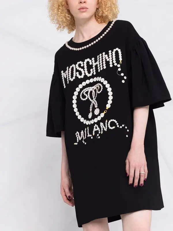 moschino milano t shirt dress Moschino - Printed heavy cotton dress - Black