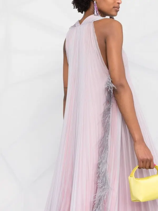 Emilio Pucci Feather Embellished Silk Dress