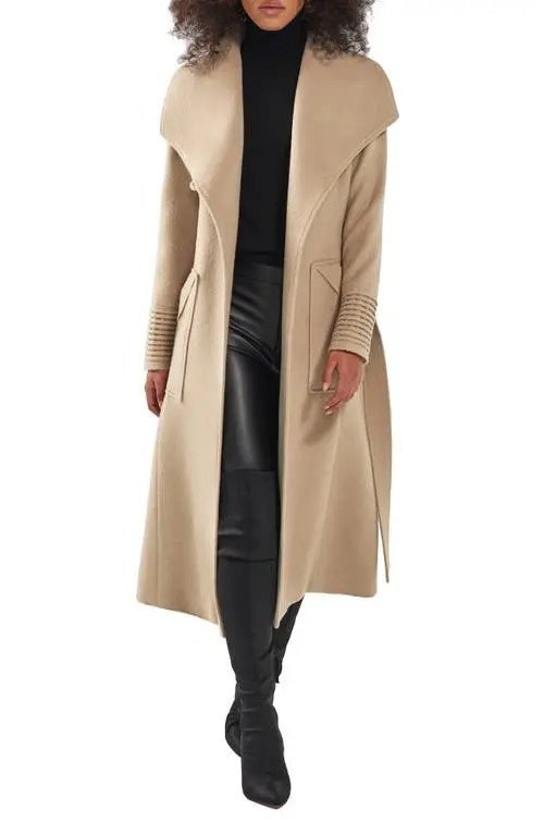 Sentaler Wide Collar Belted Alpaca & Wool Wrap Coat - Camel