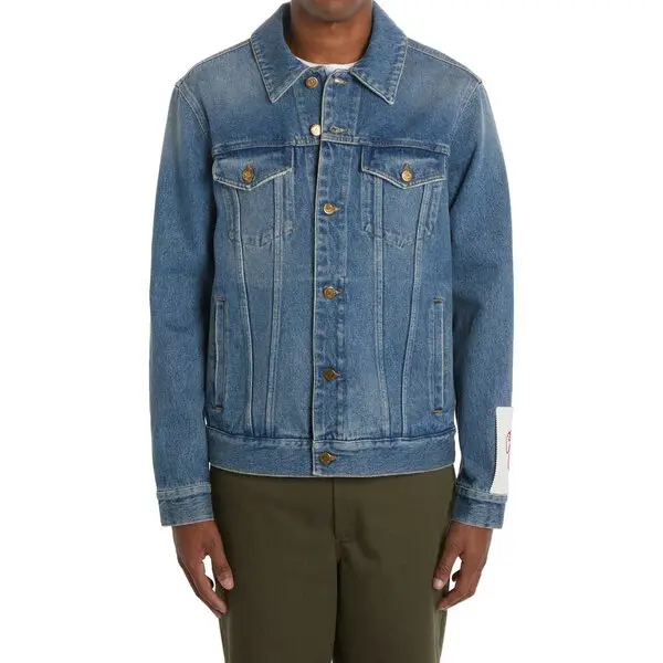 GOLDEN GOOSE Logo Patch Denim Jacket - Medium Blue