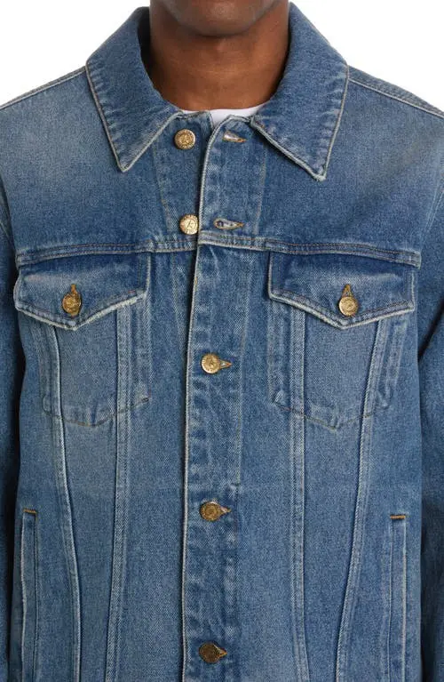 GOLDEN GOOSE Logo Patch Denim Jacket - Medium Blue