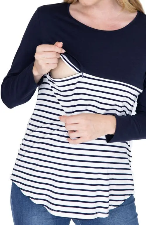 ANGEL MATERNITY Solid & Stripe Nursing Top