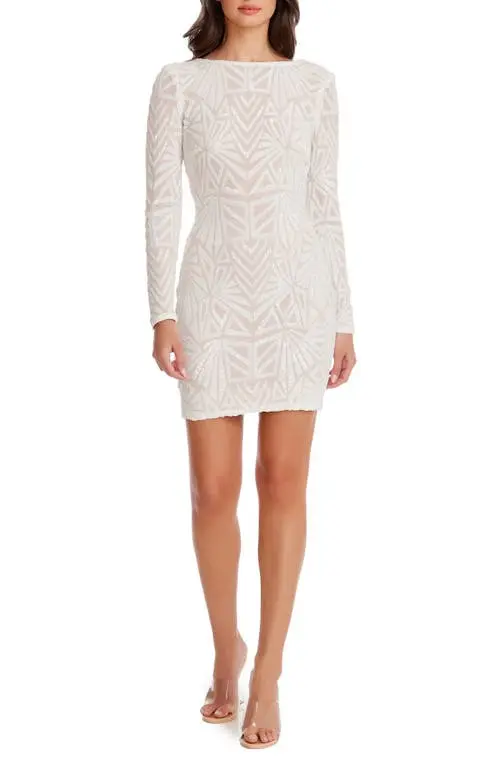 Dress The Population Lola Sequin Mini Dress - White