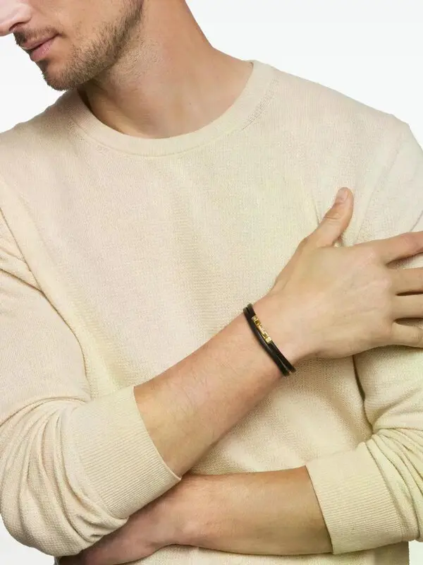David Yurman 18kt Yellow Streamline Double Wrap Leather Bracelet - Gold