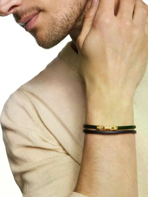 David Yurman 18kt Yellow Streamline Double Wrap Leather Bracelet - Gold