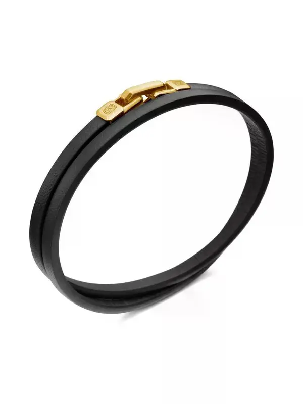 David Yurman 18kt Yellow Streamline Double Wrap Leather Bracelet - Gold