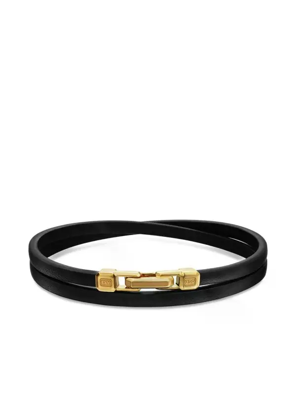 David Yurman 18kt Yellow Streamline Double Wrap Leather Bracelet - Gold