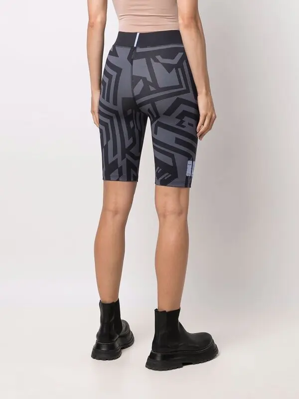 Alexander McQueen Abstract Print Stretch Shorts - Black