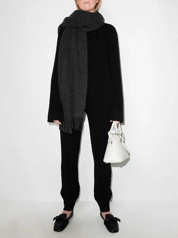 TOTEME Fringed-edge Wool Scarf - Grey