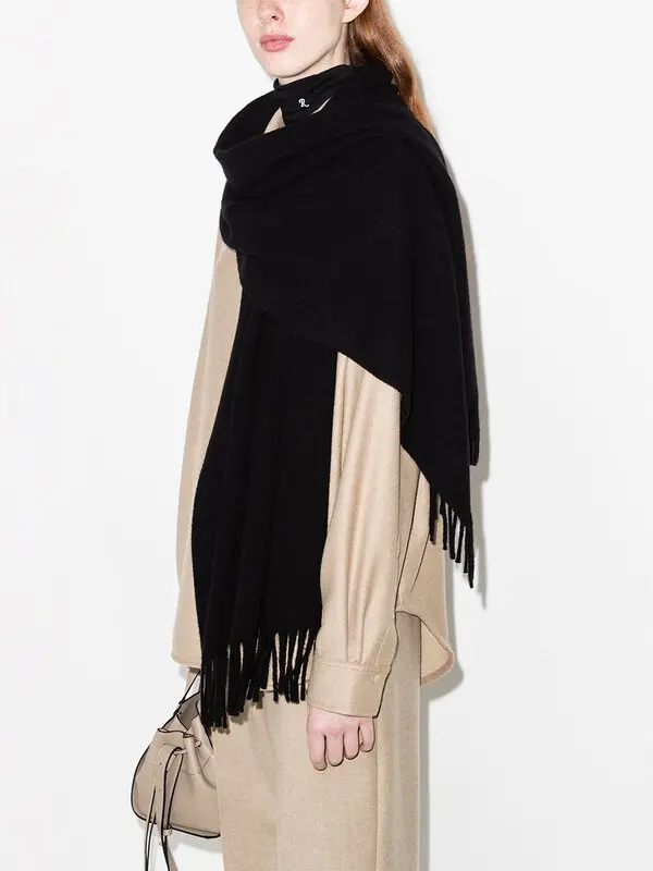 TOTEME Fringed Knitted Scarf - Black
