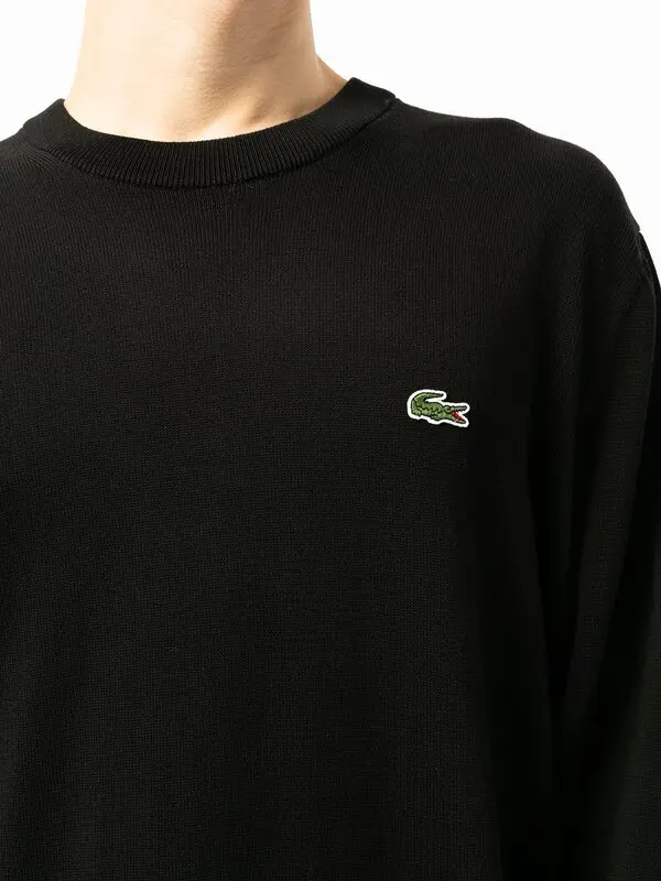 Lacoste Crocodile-embroidered Cotton Sweatshirt - Black