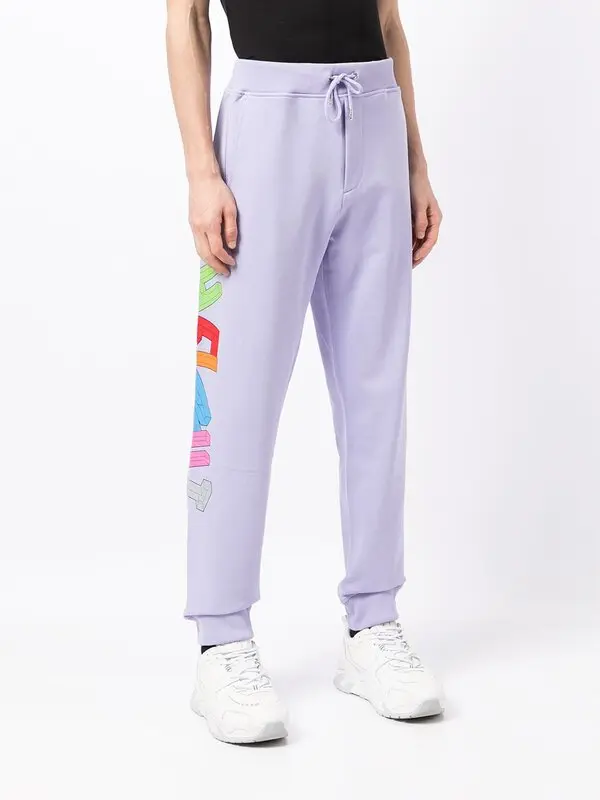 Helmut Lang 3d Logo Cotton Track Pants - Purple