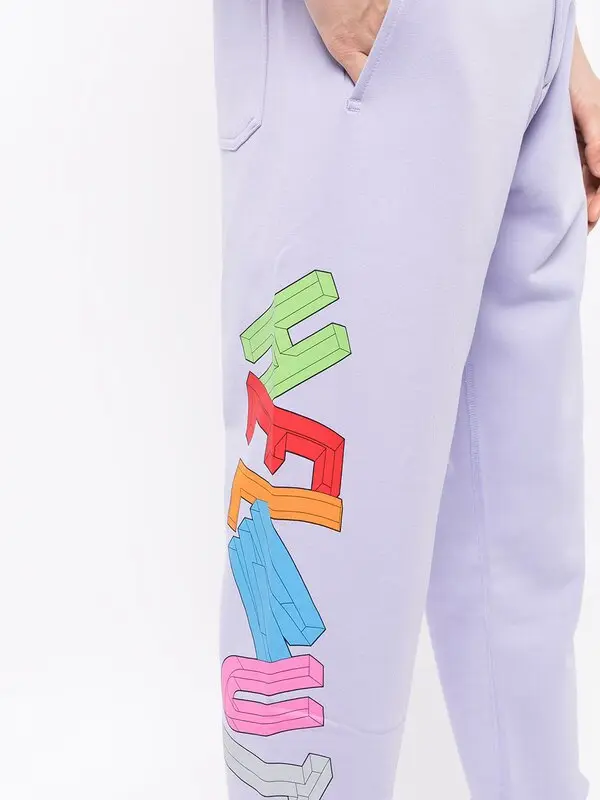 Helmut Lang 3d Logo Cotton Track Pants - Purple