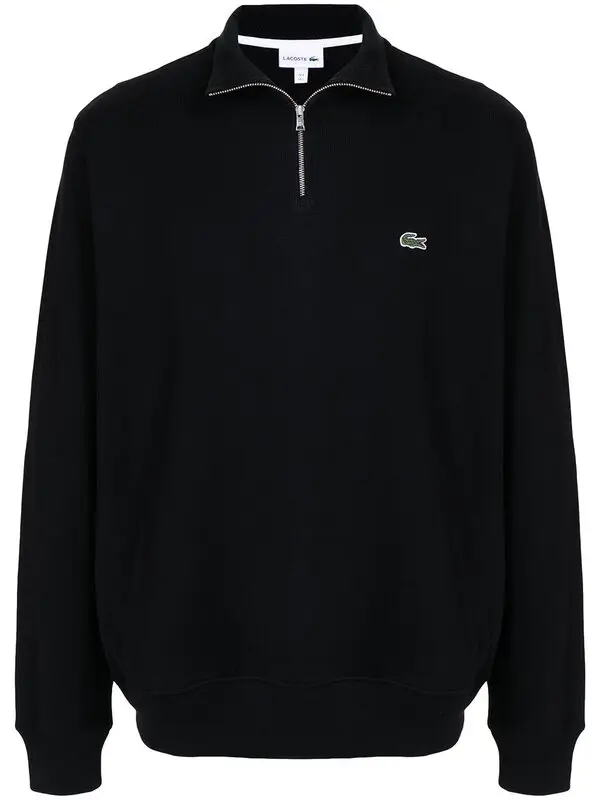 Lacoste Crocodile-embroidered Cotton Sweatshirt - Black