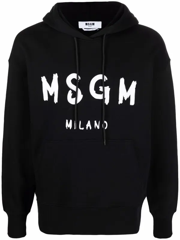 MSGM Logo Print Hoodie - Black