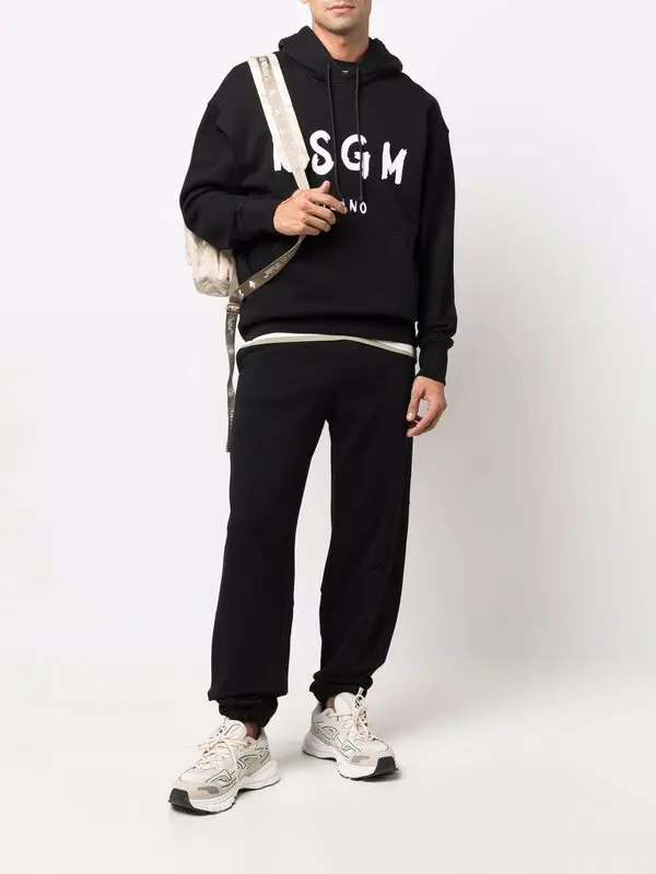 MSGM Logo Print Hoodie - Black