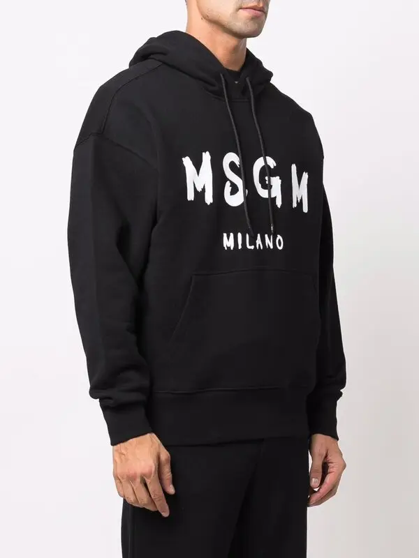 MSGM Logo Print Hoodie - Black