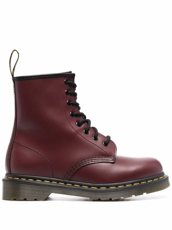 Dr. Martens Lace-up Leather Boots - Red