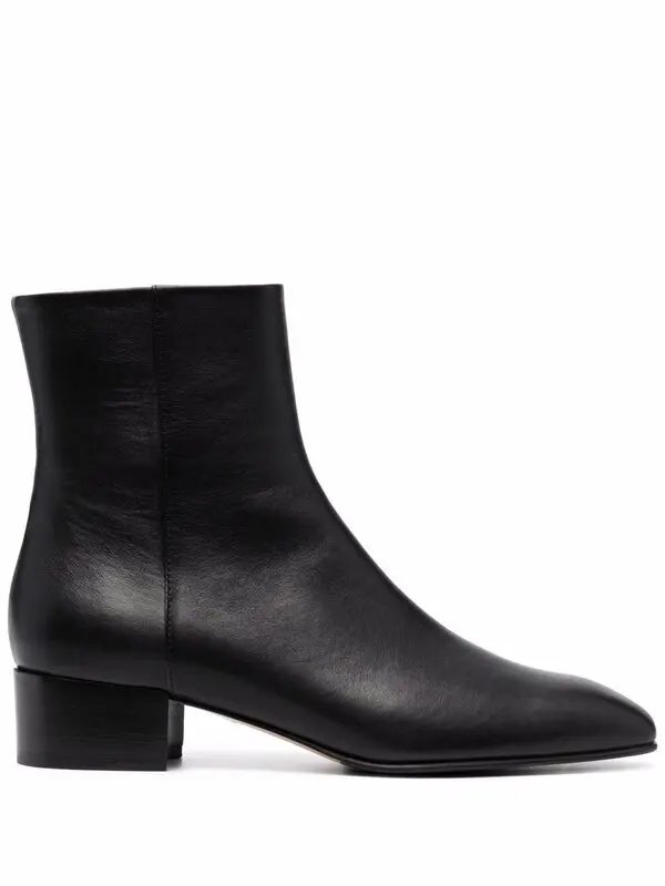 SCAROSSO Ambra Leather Ankle Boots - Black
