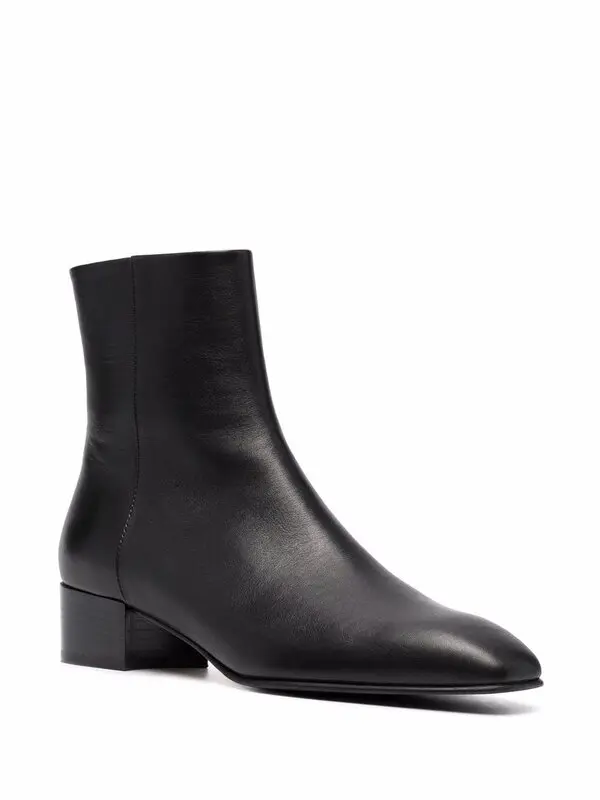 SCAROSSO Ambra Leather Ankle Boots - Black