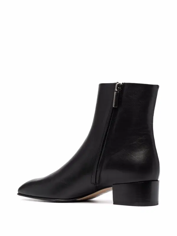 SCAROSSO Ambra Leather Ankle Boots - Black