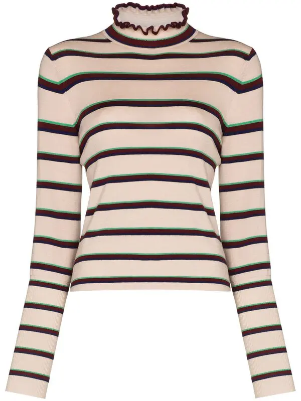 Chloé Ruffled Neck Striped Juper