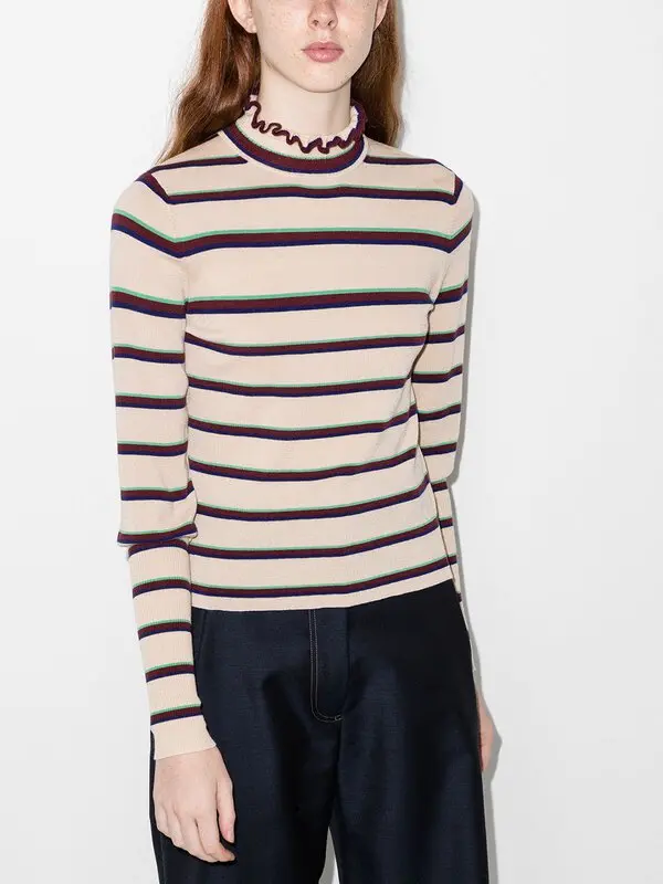 Chloé Ruffled Neck Striped Juper