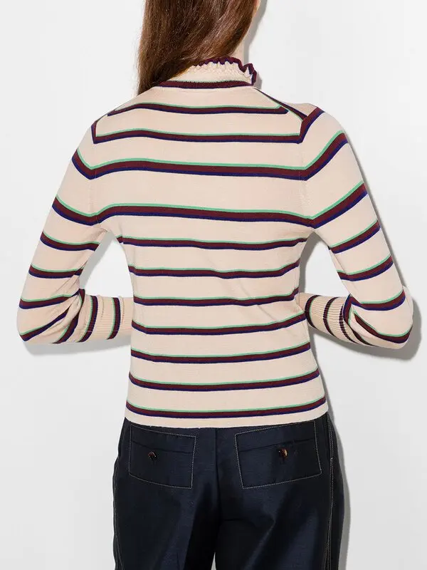 Chloé Ruffled Neck Striped Juper