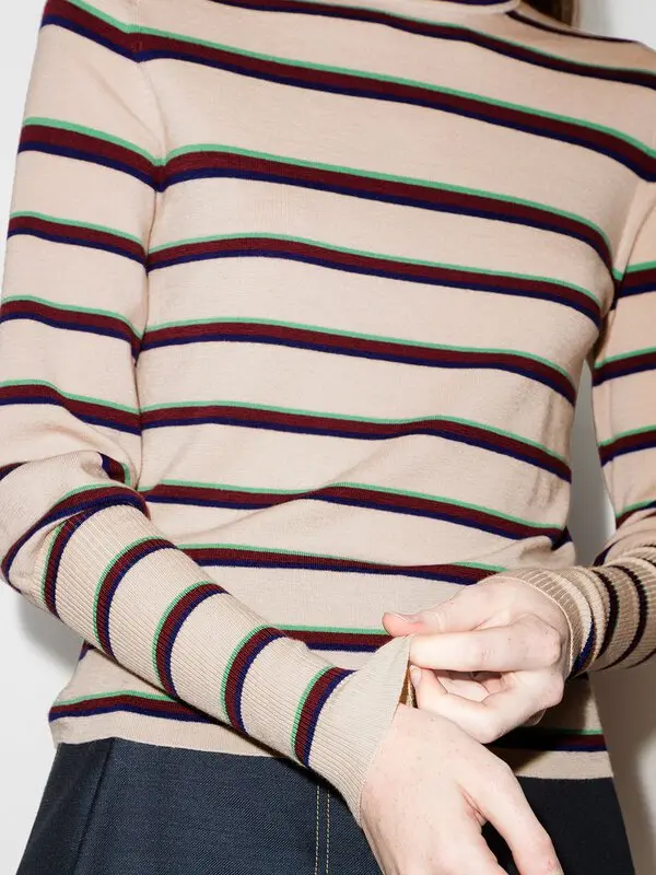 Chloé Ruffled Neck Striped Juper