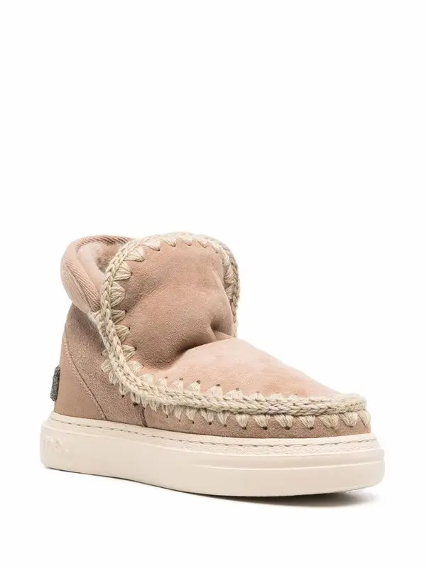 Mou Crochet Stitch-trim Boots