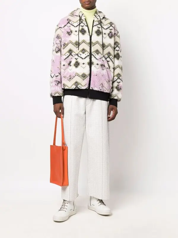 MSGM Geometric Print Hooded Jacket - White