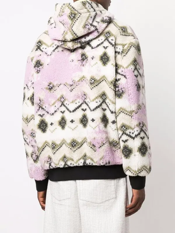 MSGM Geometric Print Hooded Jacket - White