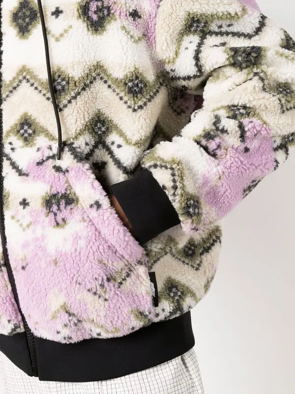 MSGM Geometric Print Hooded Jacket - White