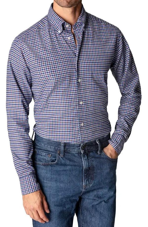 Eton Slim Fit Check Oxford Cloth Dress Shirt
