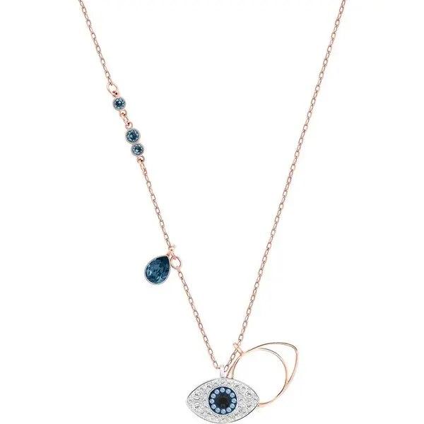 SWAROVSKI Una Duo Evil Eye Pendant Necklace - Rose Gold