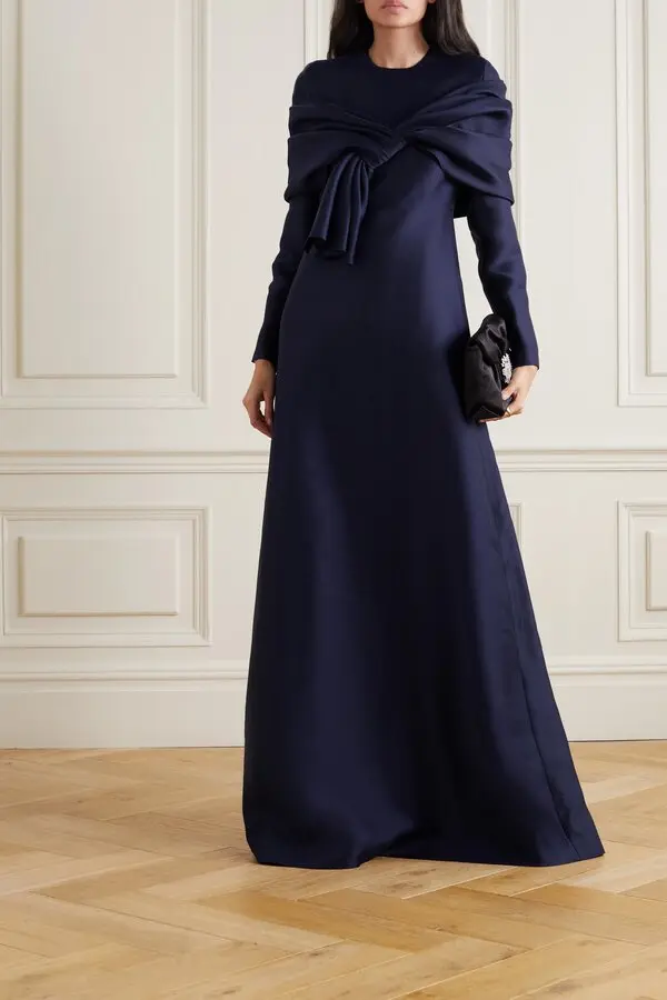 Reem Acra Draped Piqu Gown In Blue - 60% Off | Editorialist