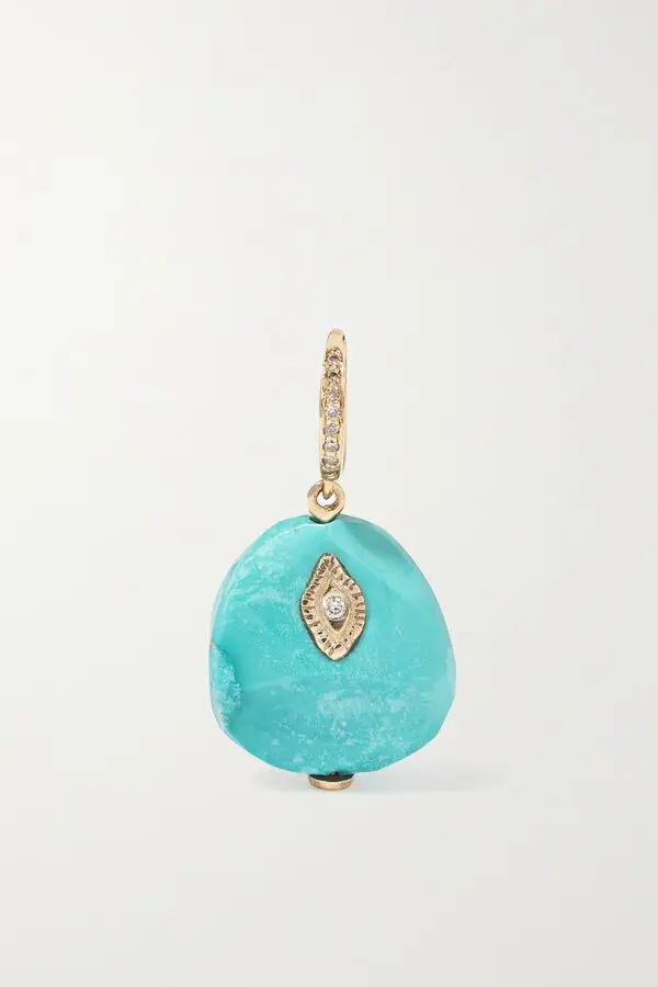 Pascale Monvoisin Arles 9-karat Turquoise And Diamond Single Earring