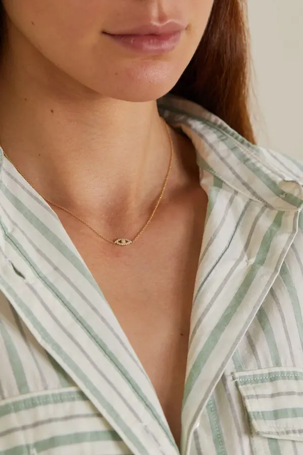 JENNIFER MEYER Evil Eye Mini 18-karat Diamond Necklace