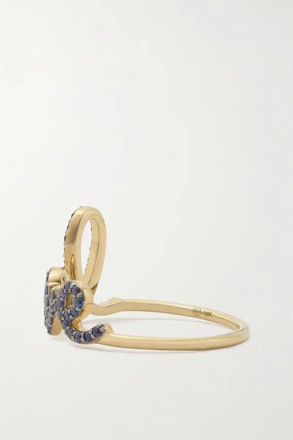 SYDNEY EVAN Large Love 14-karat Sapphire Ring - Gold