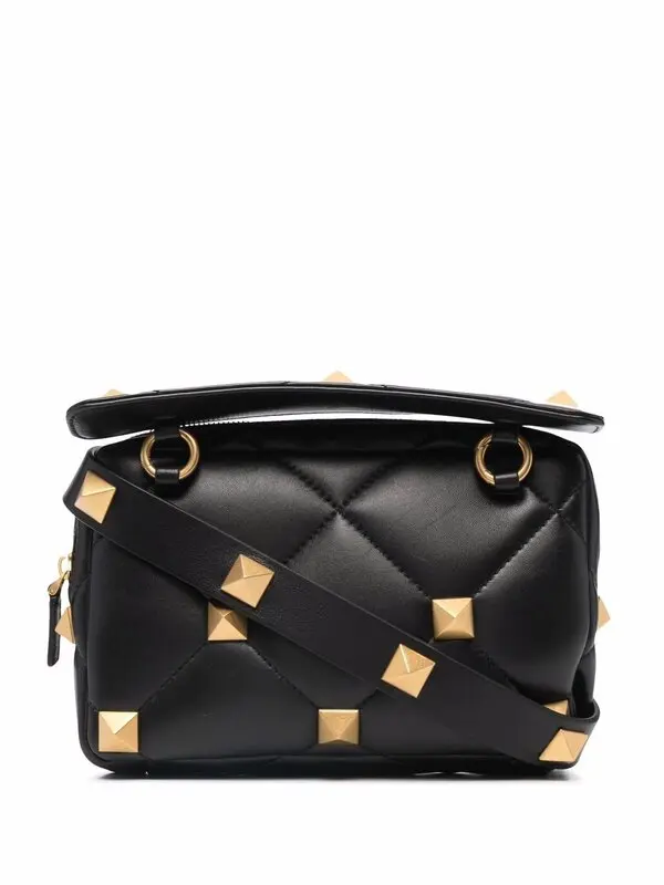 Valentino Garavani Roman Stud Diamond-quilted Clutch - Black